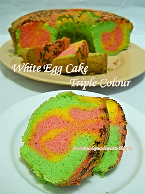 dn'TIR - IbuMamah DewiNik: WhiteEgg Cake Triple Colour (Cake Putih ...