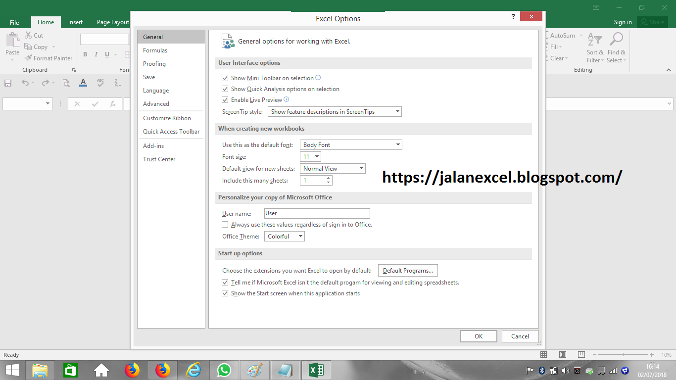 Mengenal Tampilan Jendela Worksheet MS Excel 2016