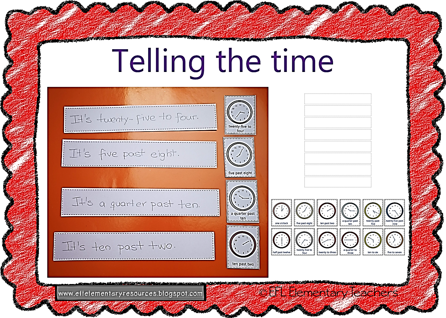 EFL Elementary Teachers: Telling the time for ESL Learners