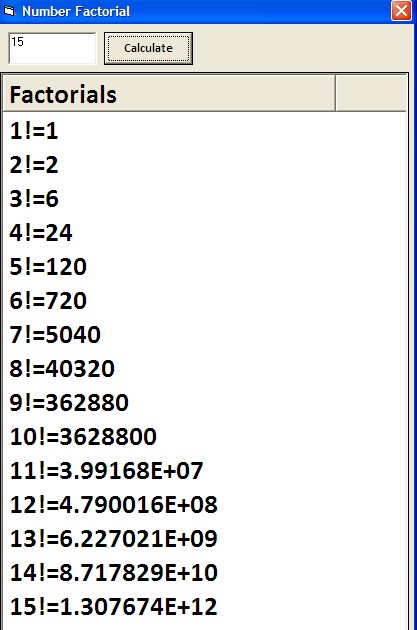 How To Create A Factorial Of Numbers In Vb6 ~ Codes 47