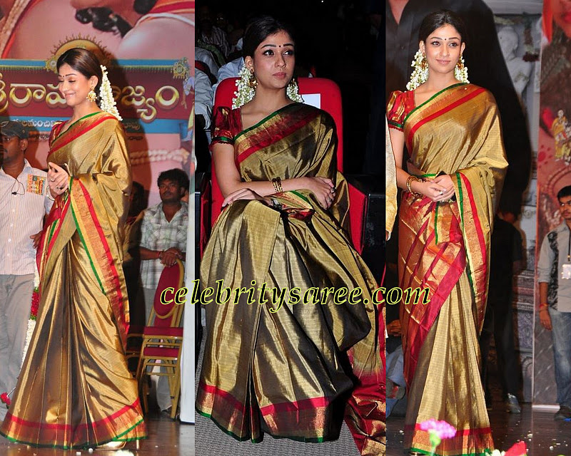 Nayan Tara in Traditional Silk Sari - Saree Blouse Patterns