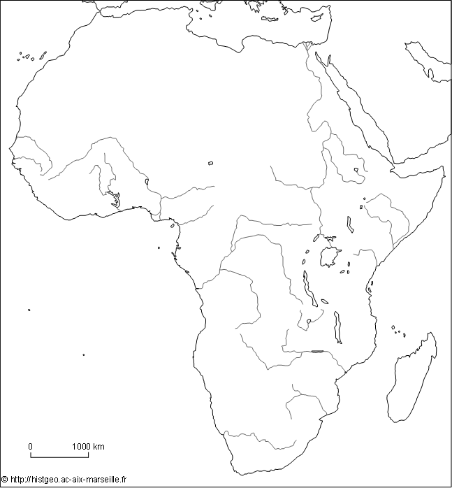Mapa Mudo De Rios Y Lagos De Africa
