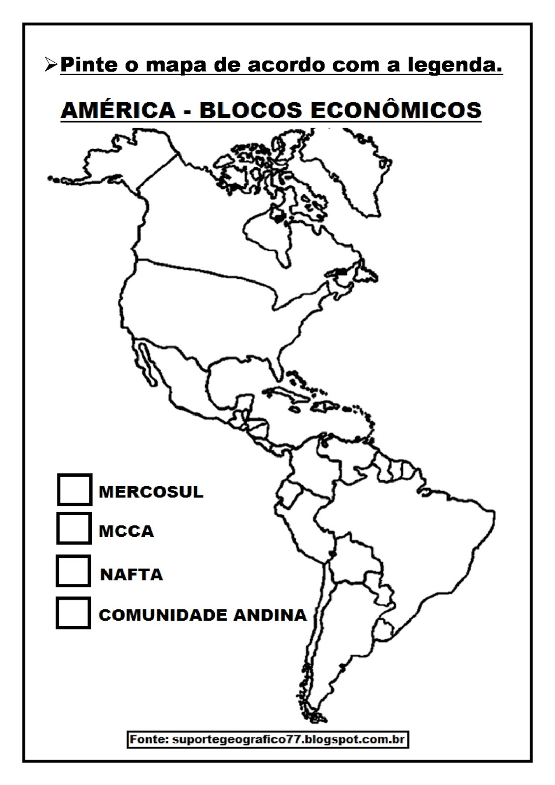 Mapa Das Americas Para Colorir - FDPLEARN