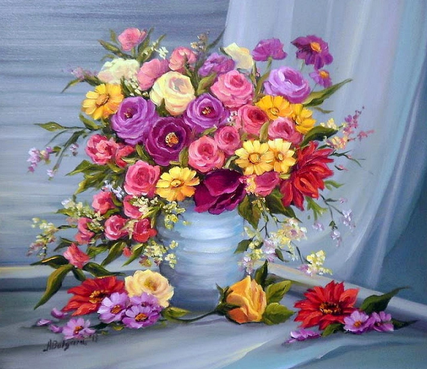 El arte es su máxima expresión : Cuadros de Jarrones con Flores ...