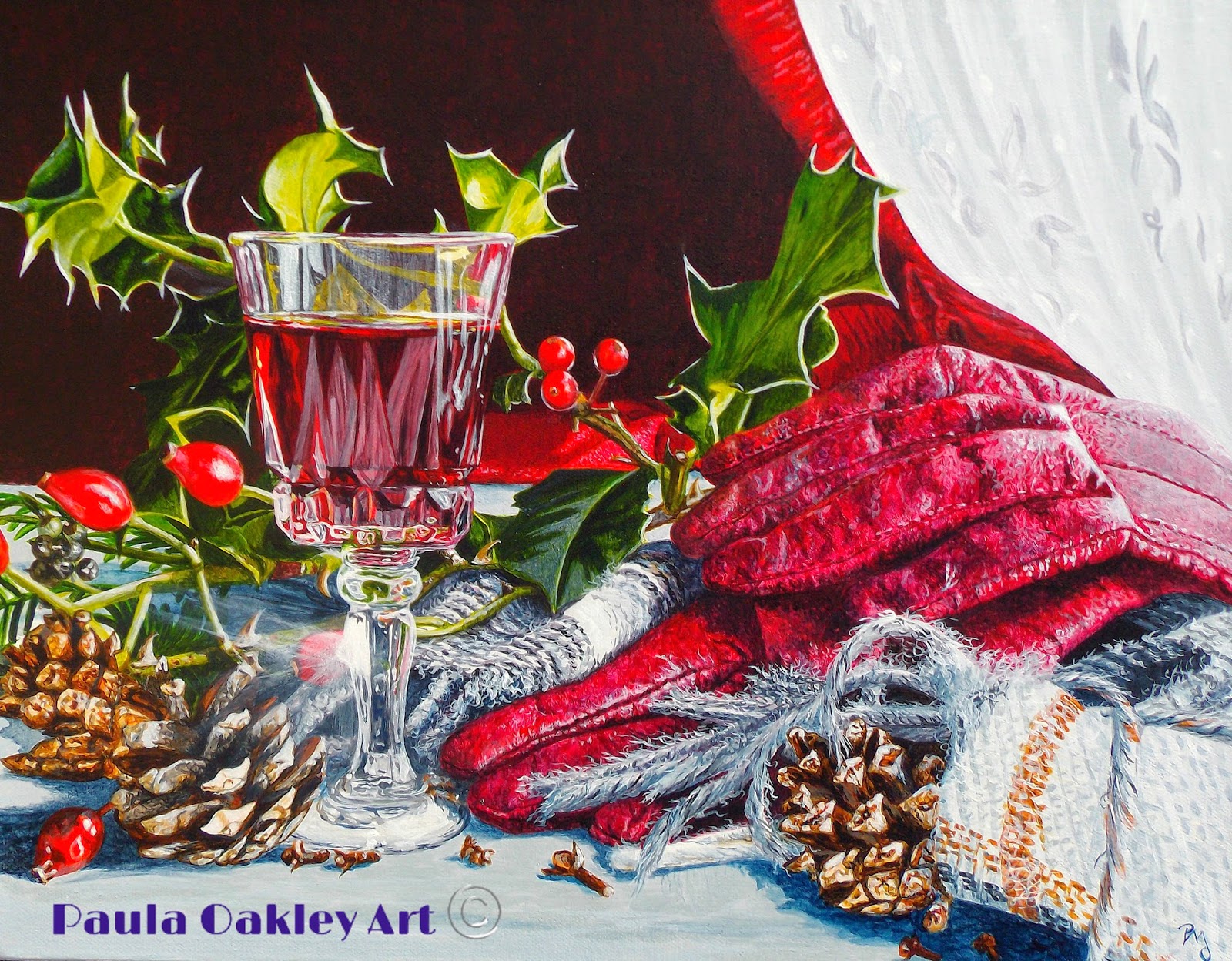 ORIGINAL ART by Paula Oakley: "Winter Warmer" Winter/Christmas still ...