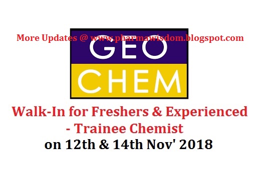 Geo-Chem Laboratories - Walk-In for Freshers & Experienced - Trainee ...