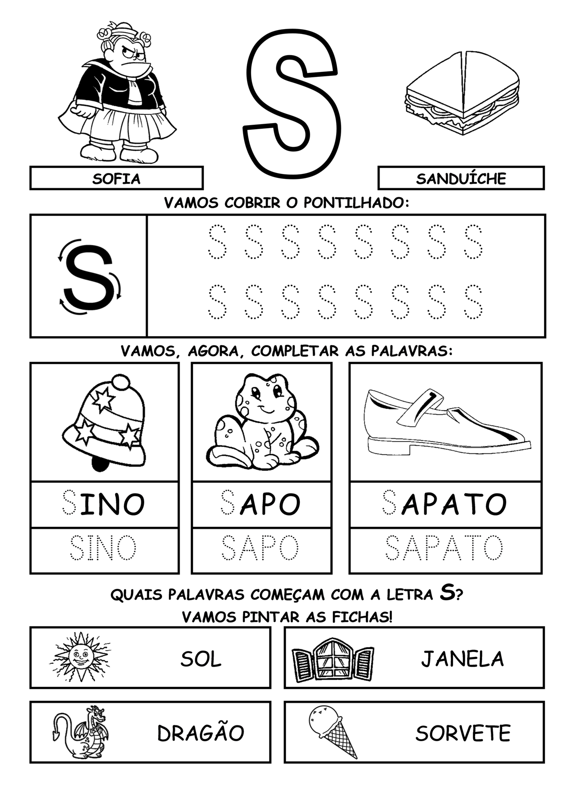 Atividades Com A Letra S Para Alfabetização - FDPLEARN