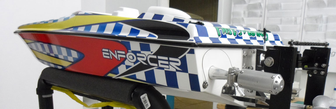 omecca custom graphic design: Enforcer RC Boat Graphics