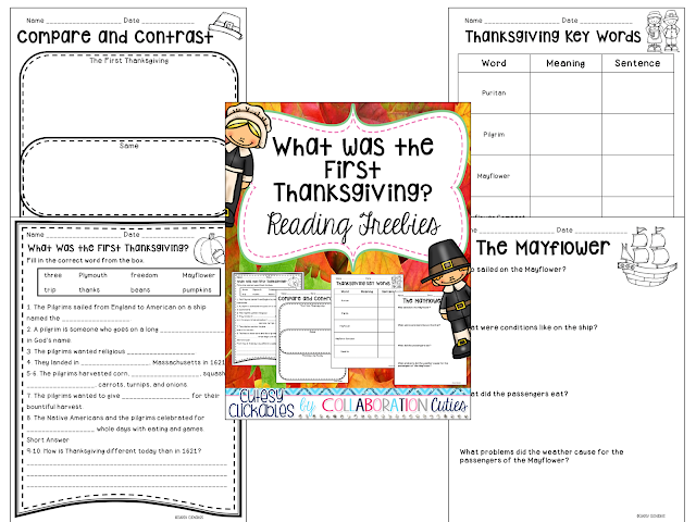Collaboration Cuties: What Was the First Thanksgiving Reading Freebies ...