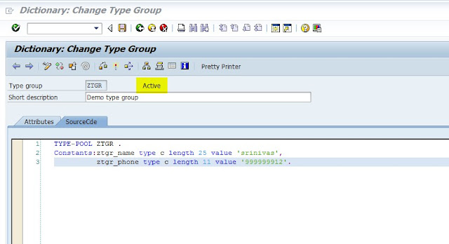 Creating Type Group in SAP ABAP