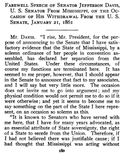 Shaking Paper: Jefferson Davis' Farewell Address to the U.S. Senate