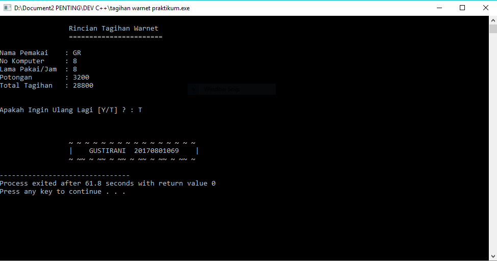 HiComee: Contoh Program C++ Biaya Tagihan Warnet