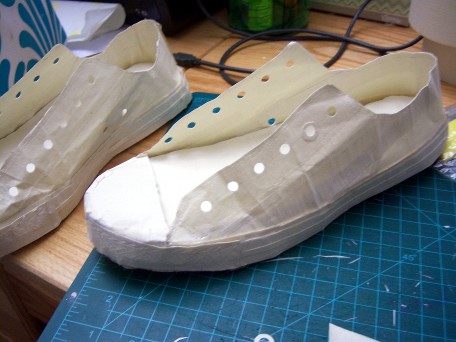 Brianna's Design II Blog: Masking Tape Shoes Part II: Progress
