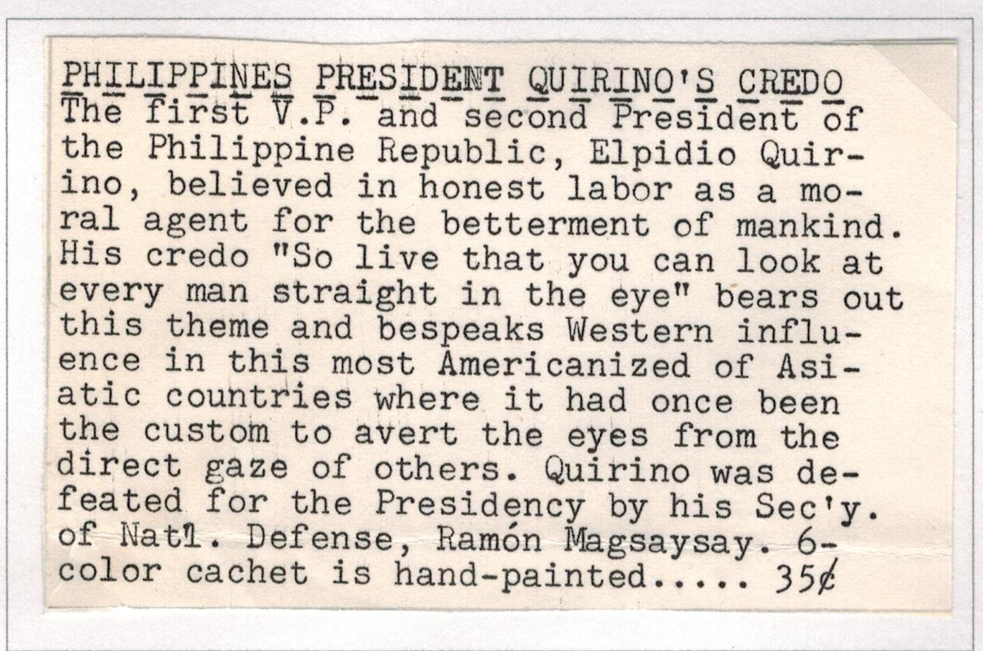 Philippine Republic Stamps : 1963 -1973 Presidential Credo Series