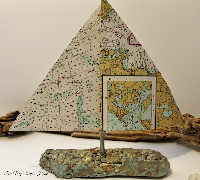 Driftwood map sailboat | love my simple home