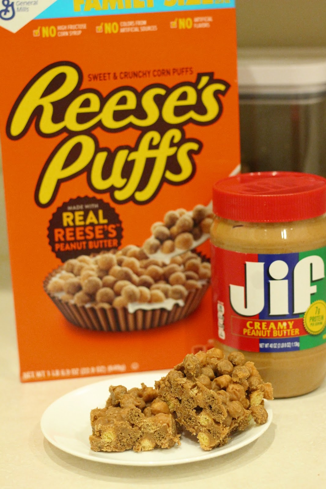 Juliana Grace Blog Space: 4 Ingredient Reese's Puffs Snack Bars