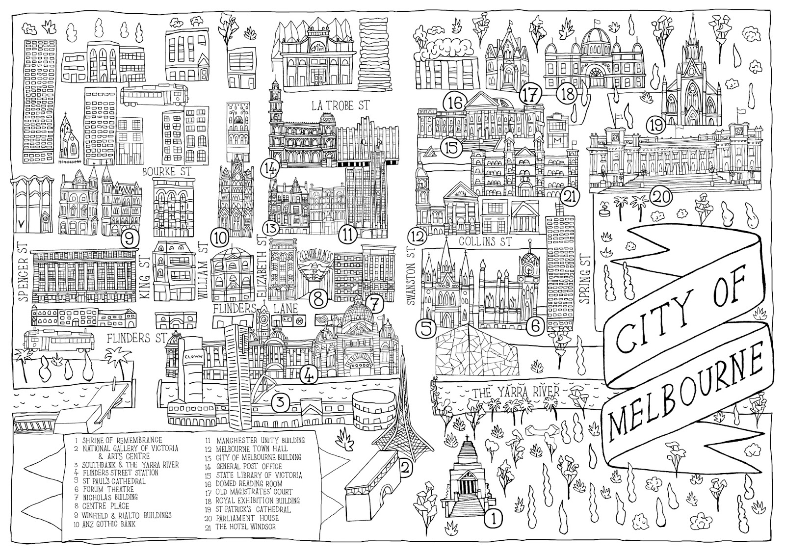 Lewis Brownlie Illustration: Melbourne map