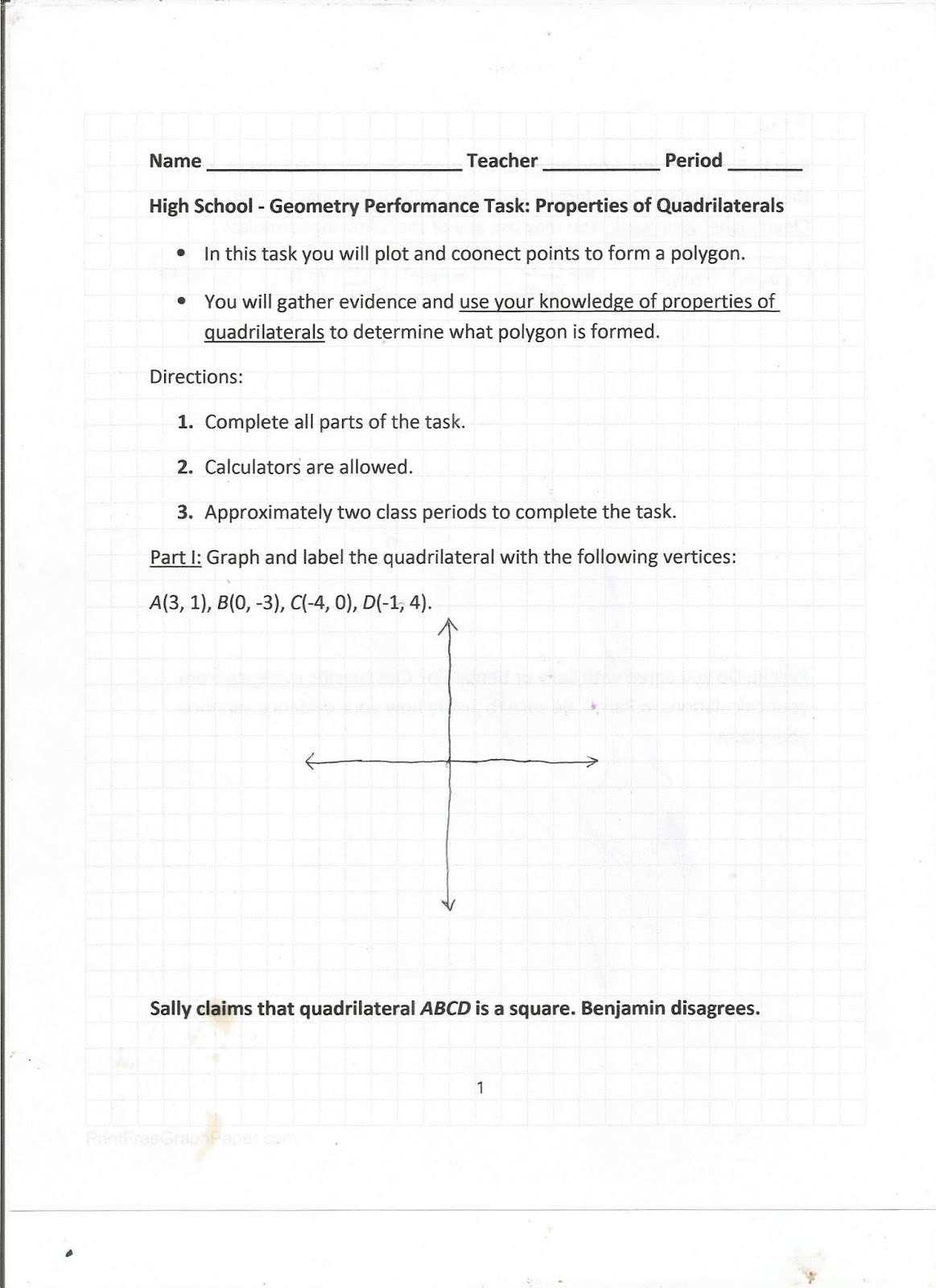 Geometry, Common Core Style: High School -- Performance Task ...