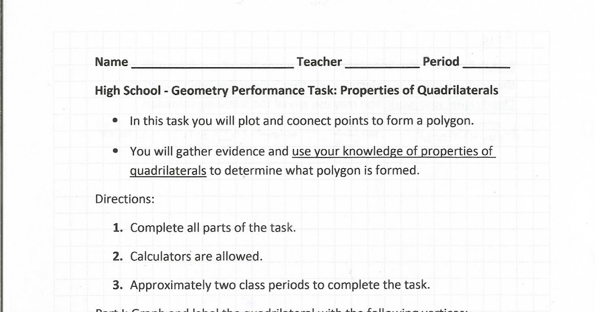 Geometry, Common Core Style: High School -- Performance Task ...