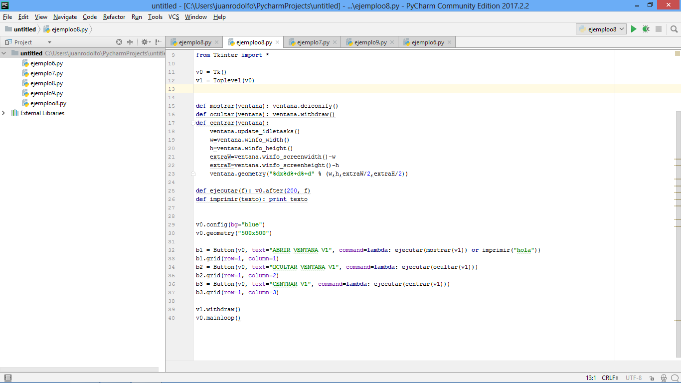 JRGT: Ejercicio de ventanas en Python (Centrar ventana)