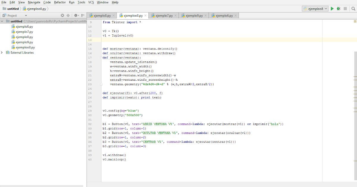 JRGT: Ejercicio de ventanas en Python (Centrar ventana)