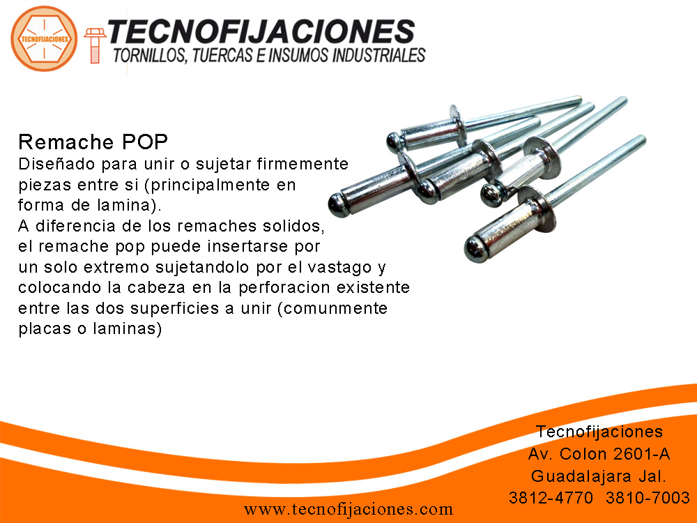 Tecnofijaciones sistemas de fijacion: REMACHE POP
