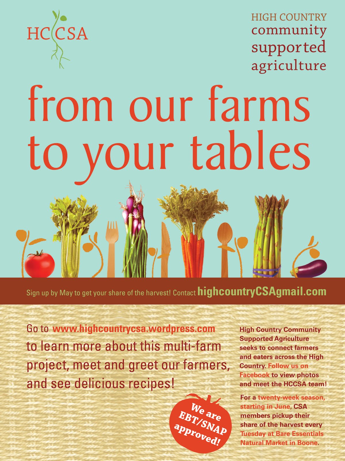 High Country Community Supported Agriculture: close finals: poster ...