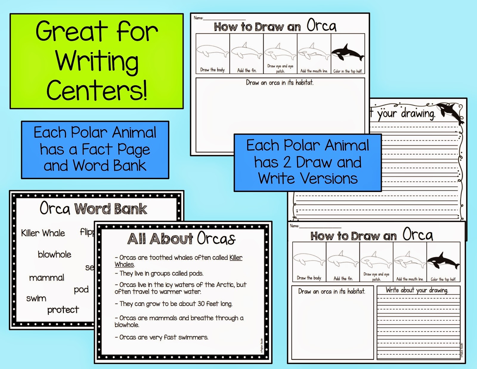 The Creative Colorful Classroom: How to Draw Polar Animals- Writing Center