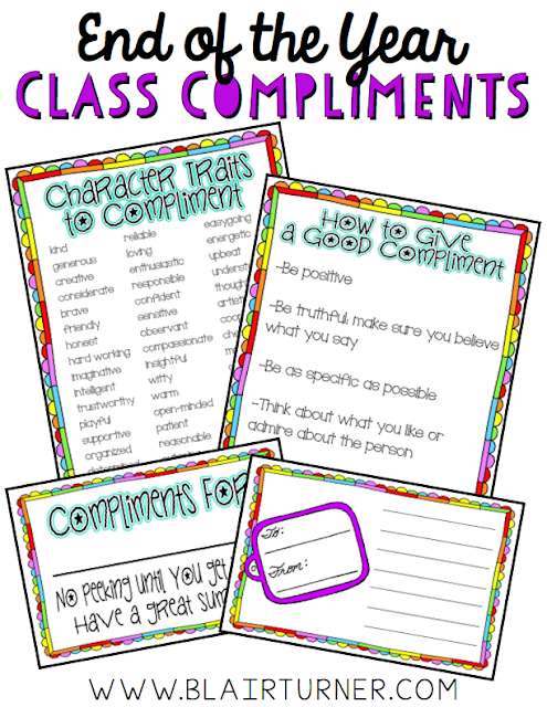 Primary Chalkboard: Last Week of School Class Compliment FREEBIE