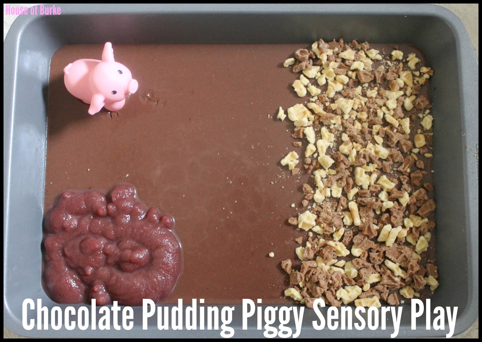 House of Burke: Chocolate Pudding Piggy Sensory Play