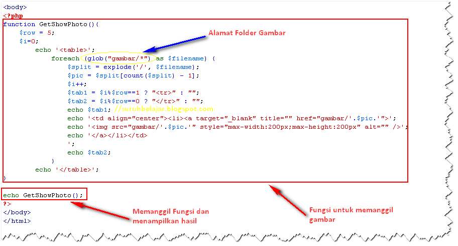 Menampilkan Seluruh Gambar Dalam Folder Menggunakan PHP ~ Suruh Belajar