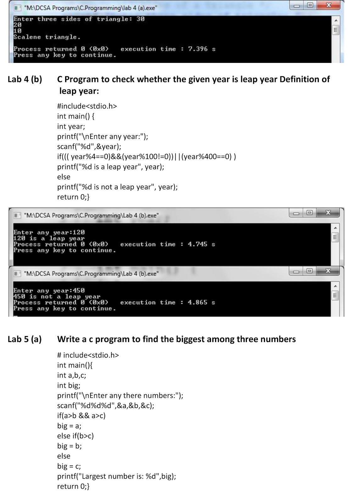 Computer Programming Dcsa 1303 Lab Record Book