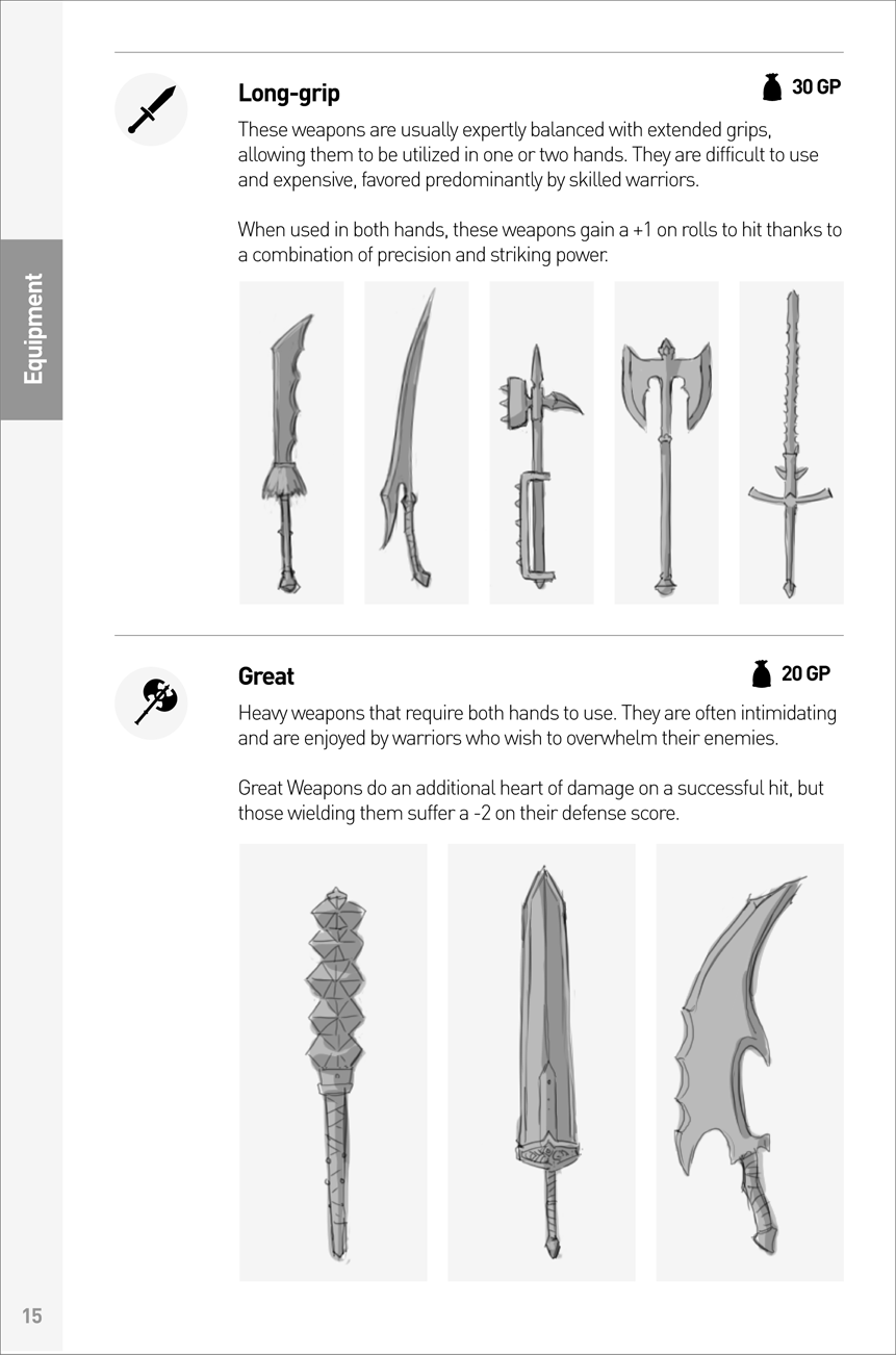 Break!!: Weapon page layout