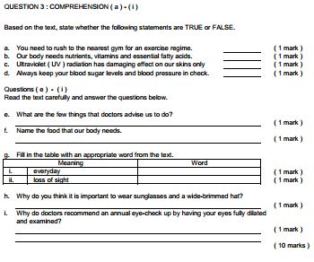 MY ENGLISH CENTRE: PT3 FORMAT ENGLISH Q3 : COMPREHENSION ( a - i )