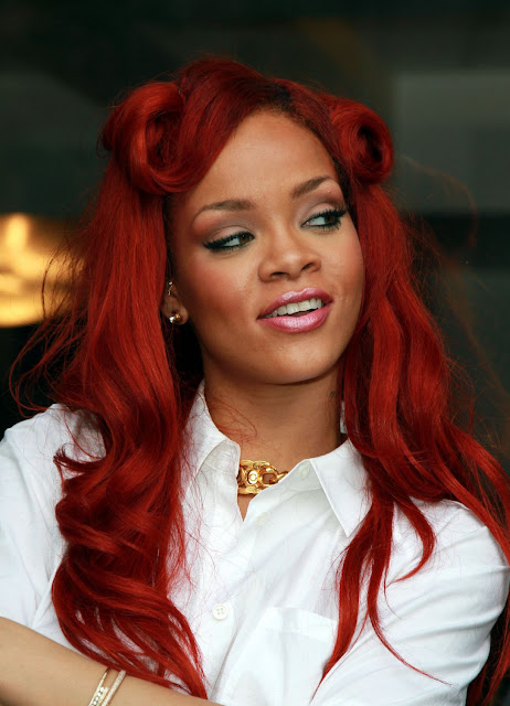 Rihanna Red Color Hairstyle 2011 Latest Real Life Pictures | Latest ...