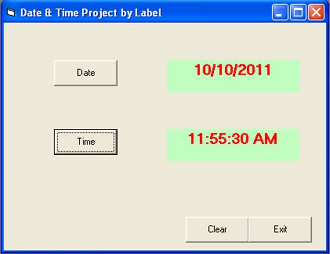 Visual Basic 60 Tutorials Code And Project For Beginners Date And Time Project By Using Label