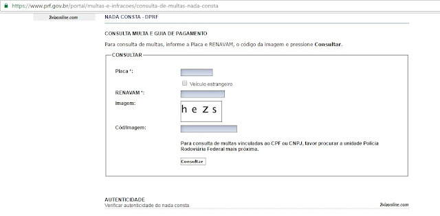 Nada Consta da PRF - Veja como imprimir 2023-2024