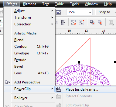 3 pada menu bar pilih effects powerclip place inside frame