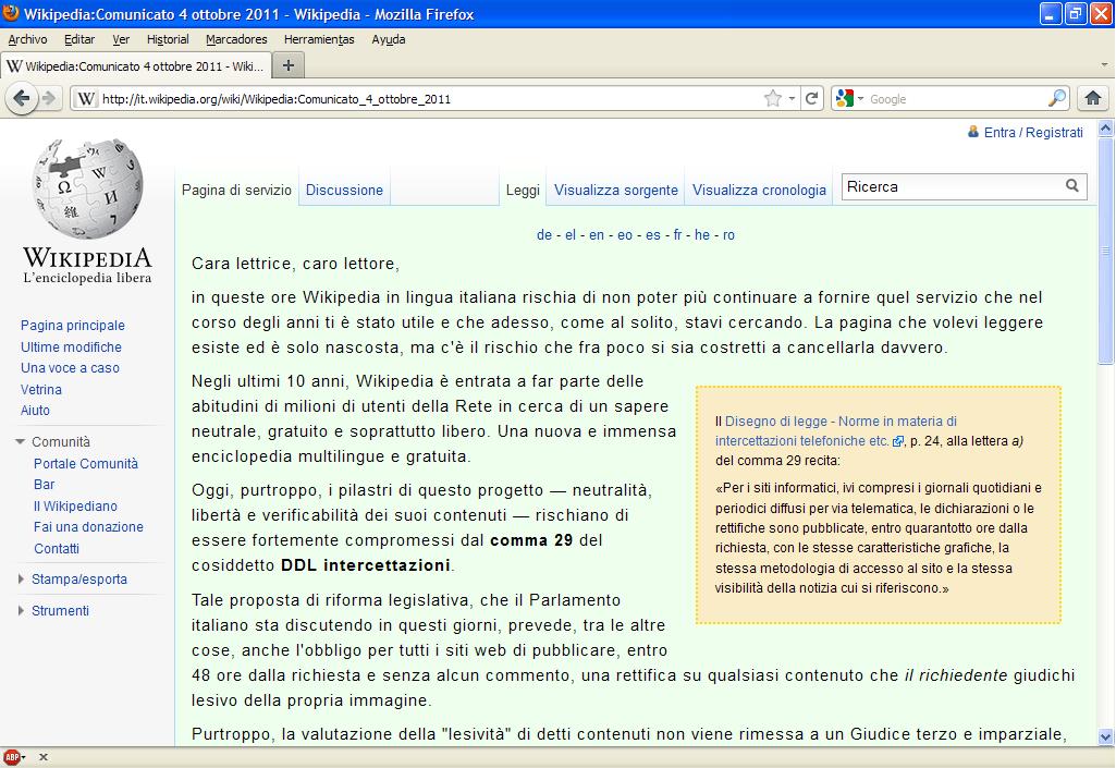 www.niusca.com: La Wikipedia italiana bloquea temporalmente sus ...