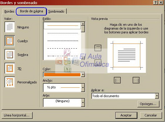 El Aula Ofimática: Bordes y Sombreado en Word