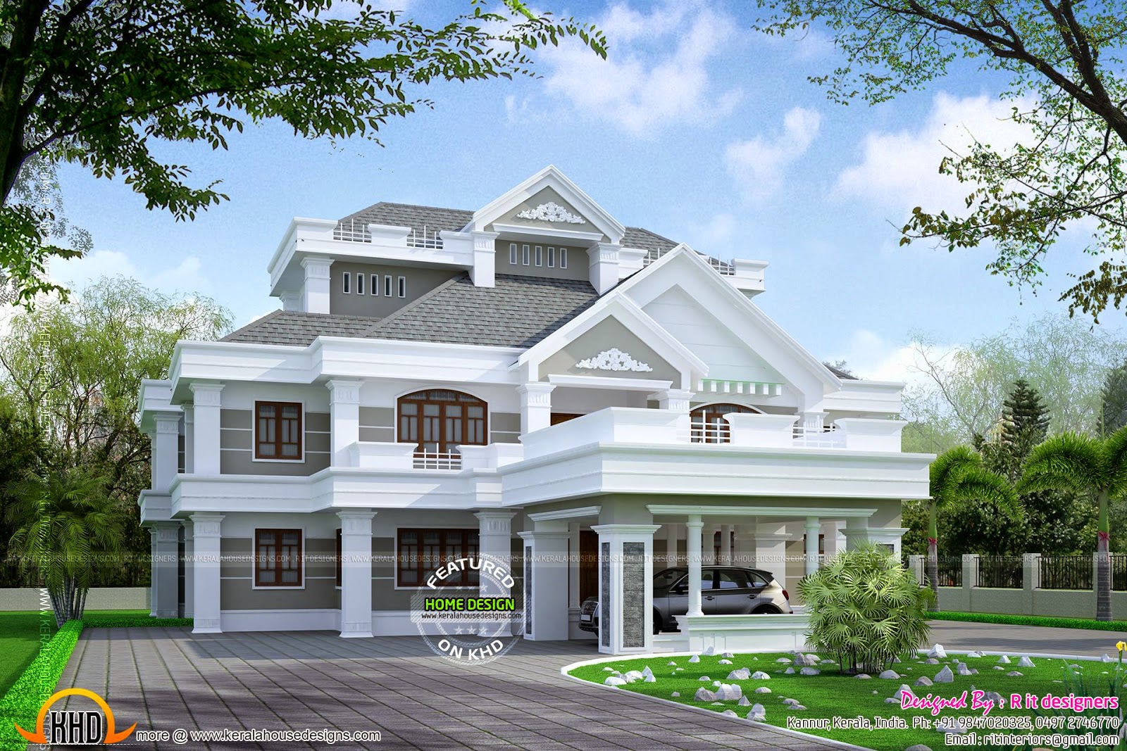 Super luxury residence elevation - Kerala Home Design and Floor Plans ...