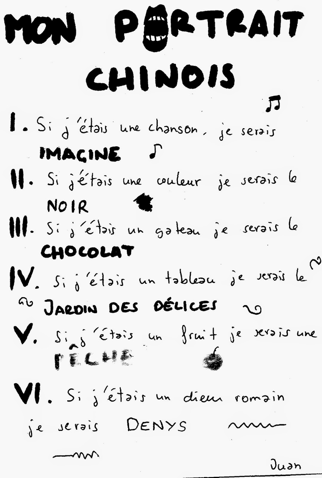 Le Coqui Hebdomadaire: Mon portrait chinois: Si j'étais...