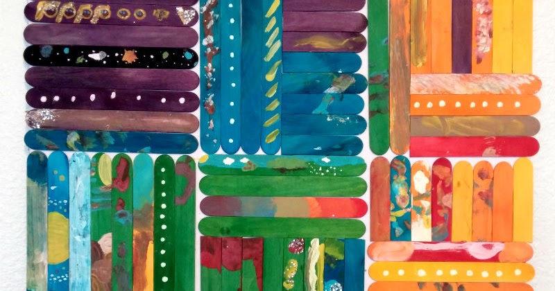 Process Art Craft Stick Rainbow Collaborative Art Project & Mondrian ...