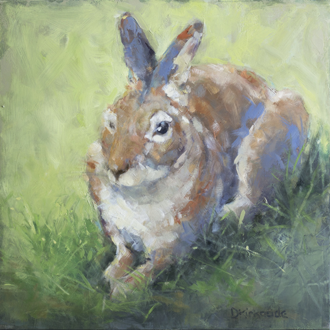 Deb Kirkeeide: Spring Rabbit - Oil Painting by Deb Kirkeeide