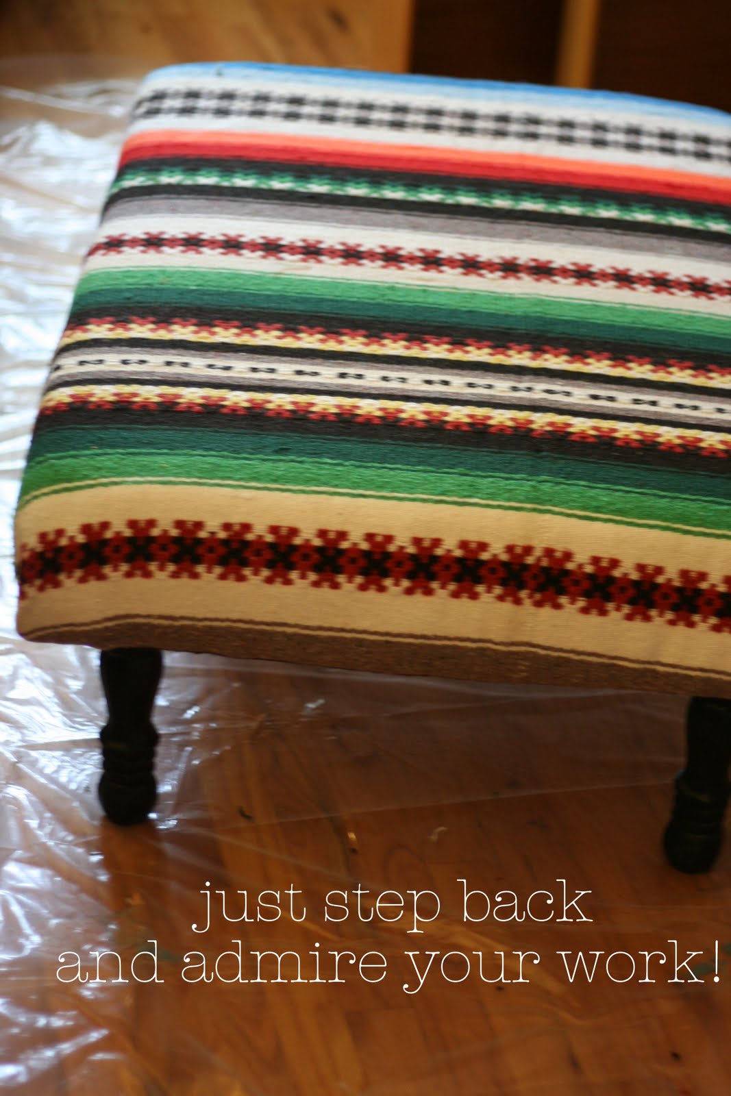 sadie + stella: diy: rug upholstered ottoman