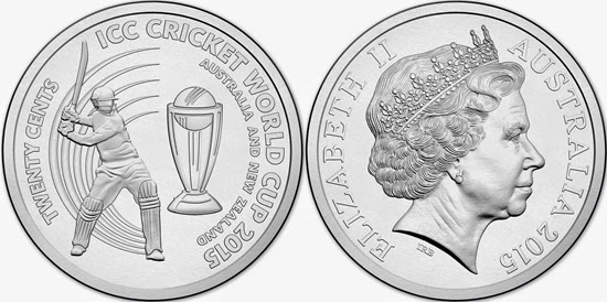 World Coin News: Australia 20 cents 2015 - ICC Cricket World Cup