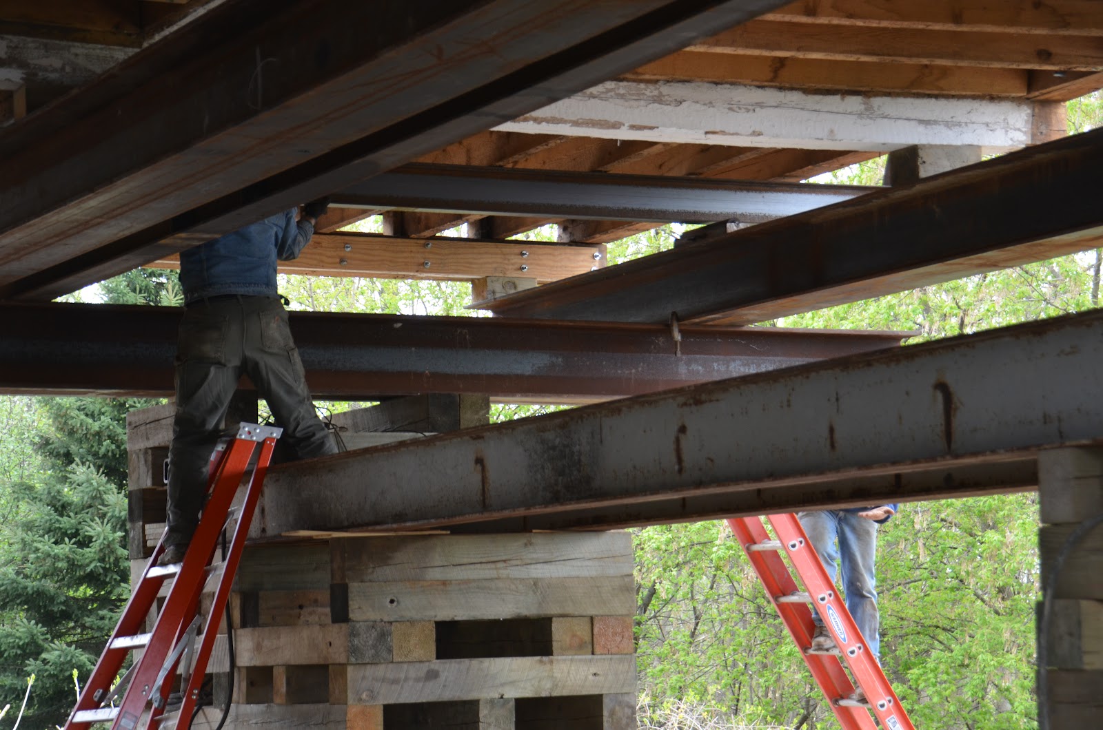 Middlebury Barn Renovation: Permanent steel beams