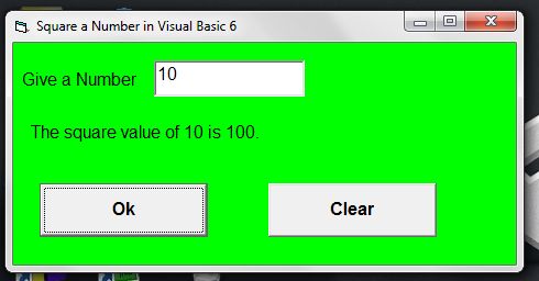 Free Programming Source Codes and Computer Programming Tutorials: Square a Number in Visual Basic 6