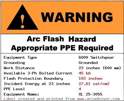 Saima Soomro: Arc Flash Warning Label