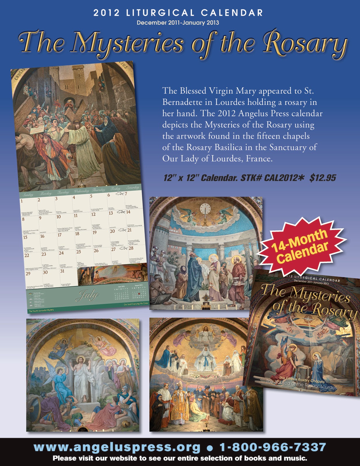 A Catholic Life: 2012 Angelus Press Catholic Calendar - Highly Recommended